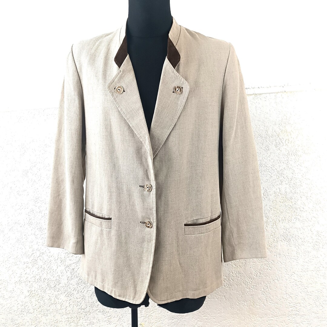 Linen Jacket Women Trachten Jacket Beige Linen Jacket Traditional Linen ...