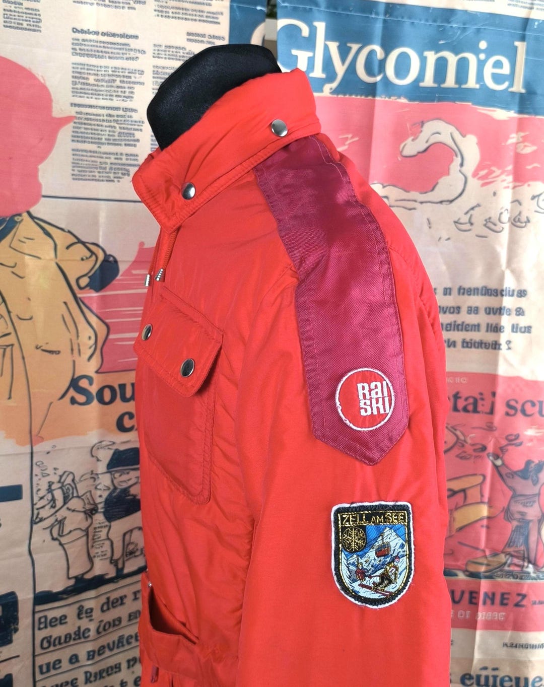 Vintage 80s Finland Ski Jacket, Red Windproof Insulated Emblem, Size M ...