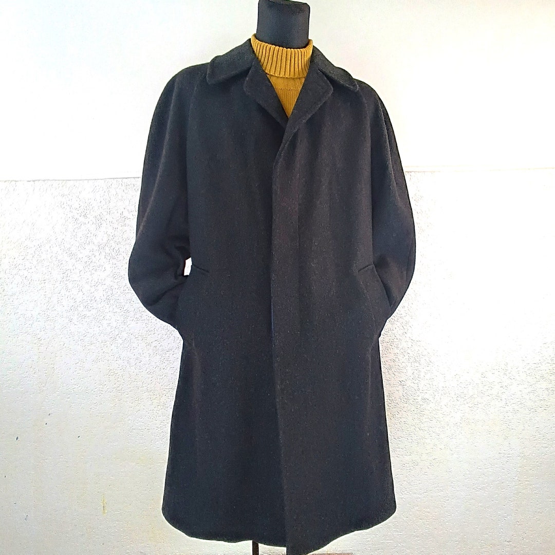 Gray Wool Crombie Coat / Vintage 80s Classic Winter Overcoat, Size 56 ...