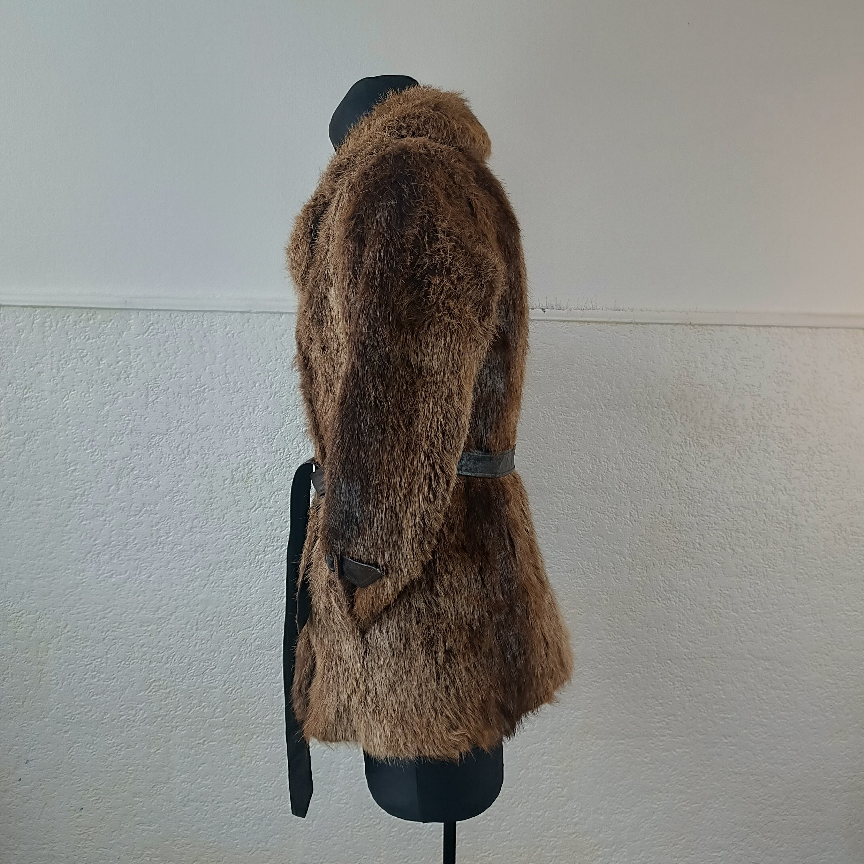 Genuine Pelt Belted Fur Coat Ladies/ 80s Luxury Warm Winter Outerwear 2 ...