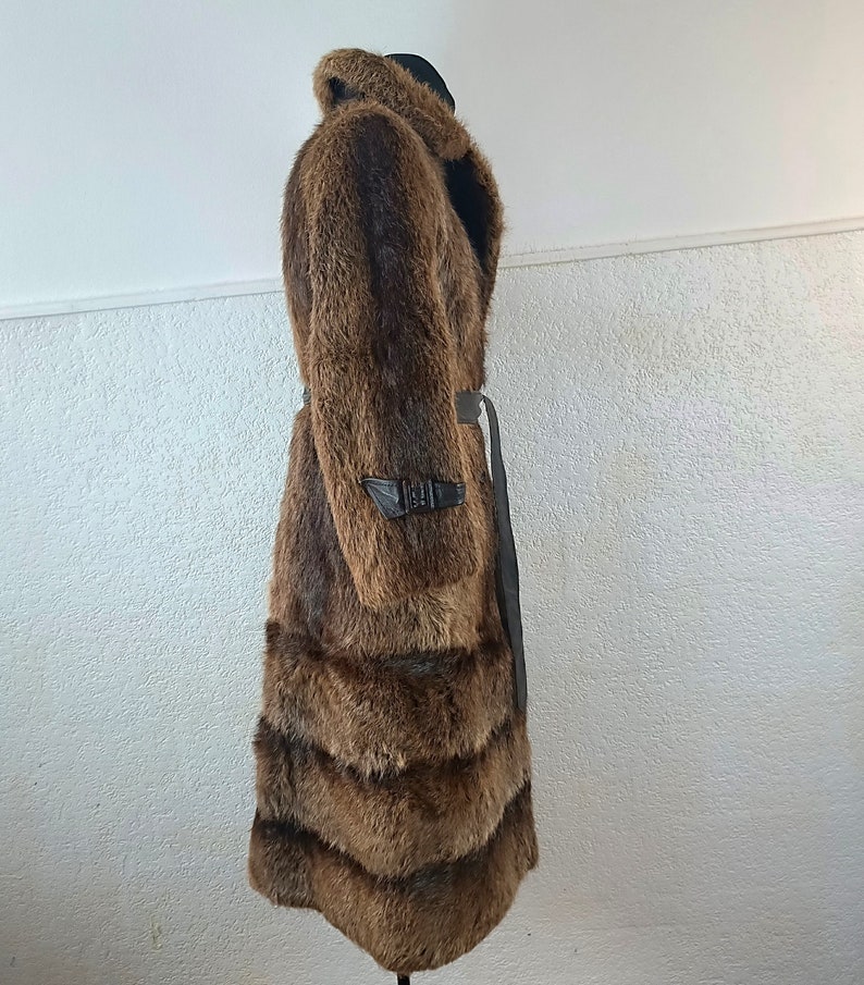 Genuine Pelt Belted Fur Coat Ladies/ 80s Luxury Warm Winter Outerwear 2 ...