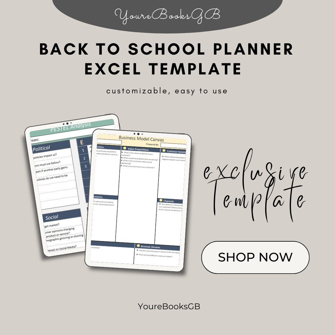 Back to School Planner Excel Template - Etsy