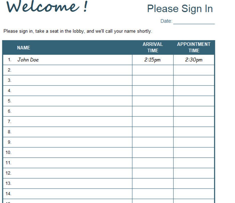 20 Attendance Sheet Templates Sign-in Roster Equipment Sign Out Class ...