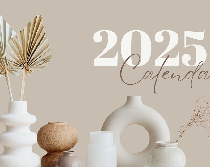 2025 Monthly Calendar Creamy Beige Aesthetic Photo Home Decor - Etsy