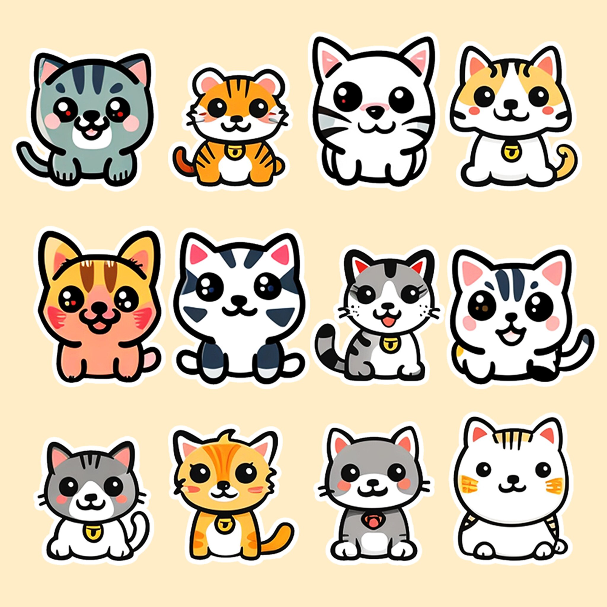 Cute Cats Sticker Pack digital - Etsy