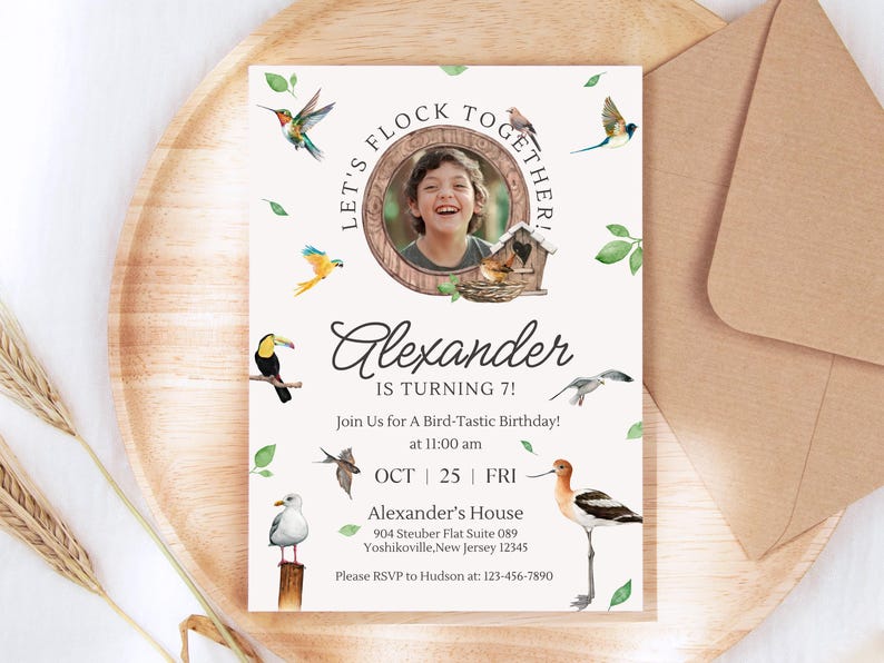 Bird Nerd Party Invitation Birthday Invite With Photo Bird Lover Themed ...