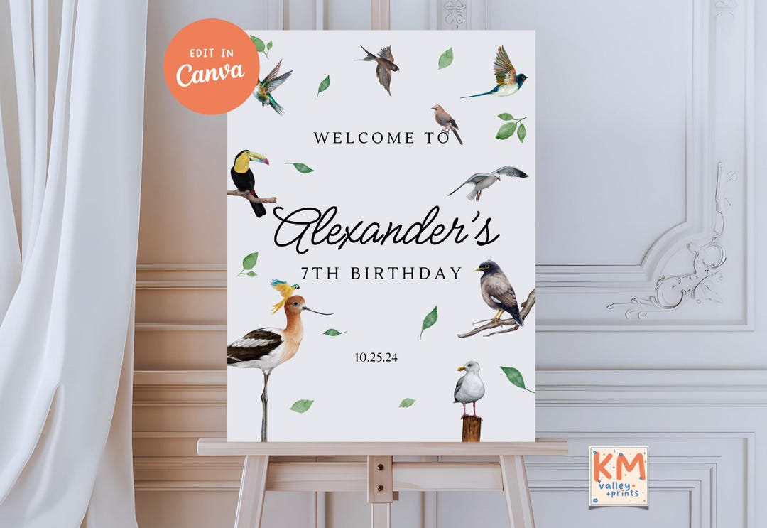 Bird Nerd Birthday Welcome Sign Template Editable Bird-themed Welcome ...