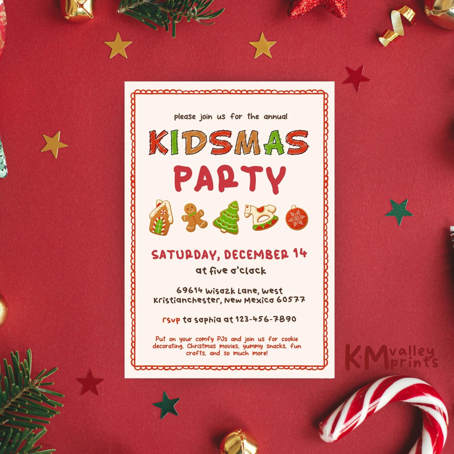 Editable Kidsmas Party Invitation, Kids Christmas Party Invite, Kids ...