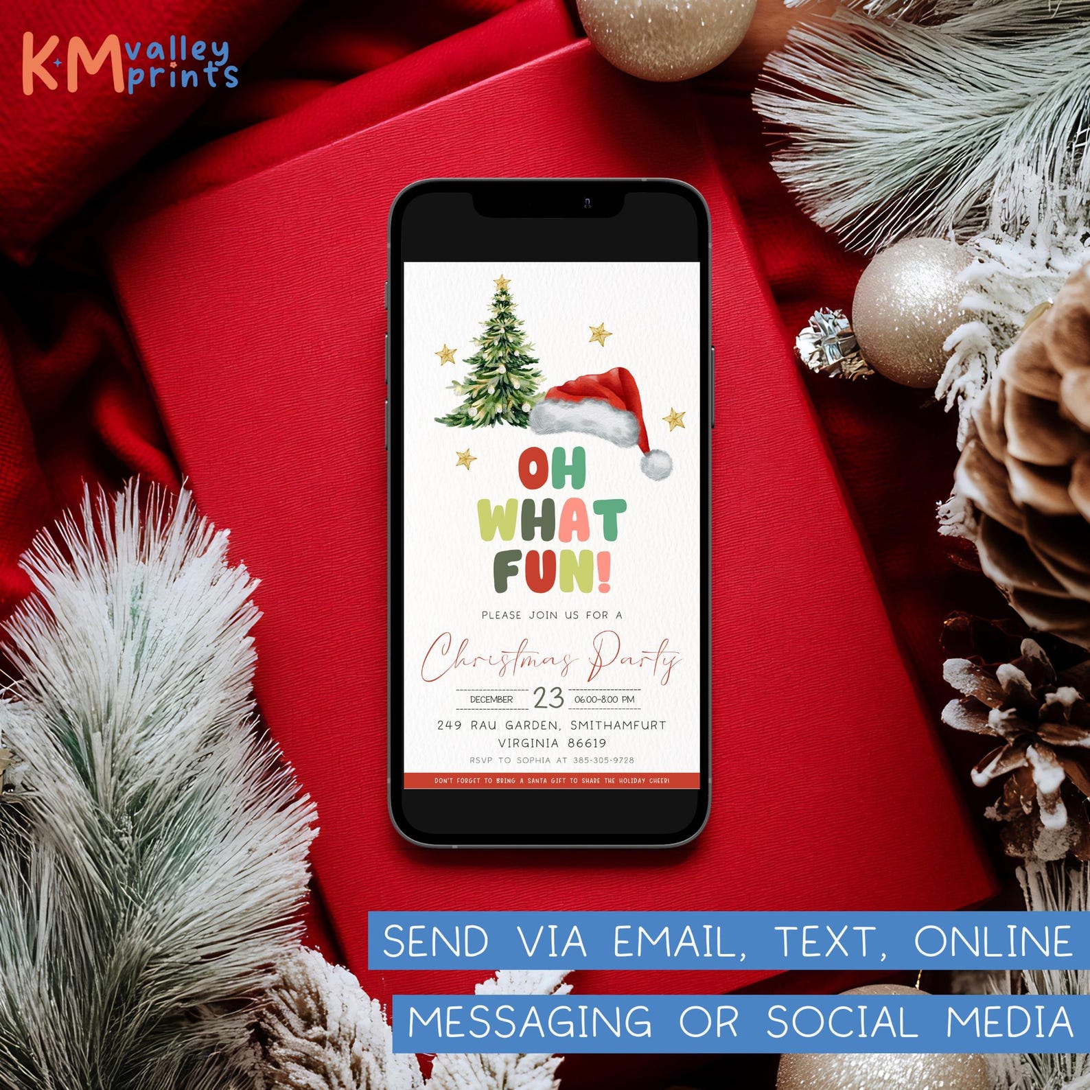Editable Christmas Party Invitation, Oh What Fun Christmas Invite ...