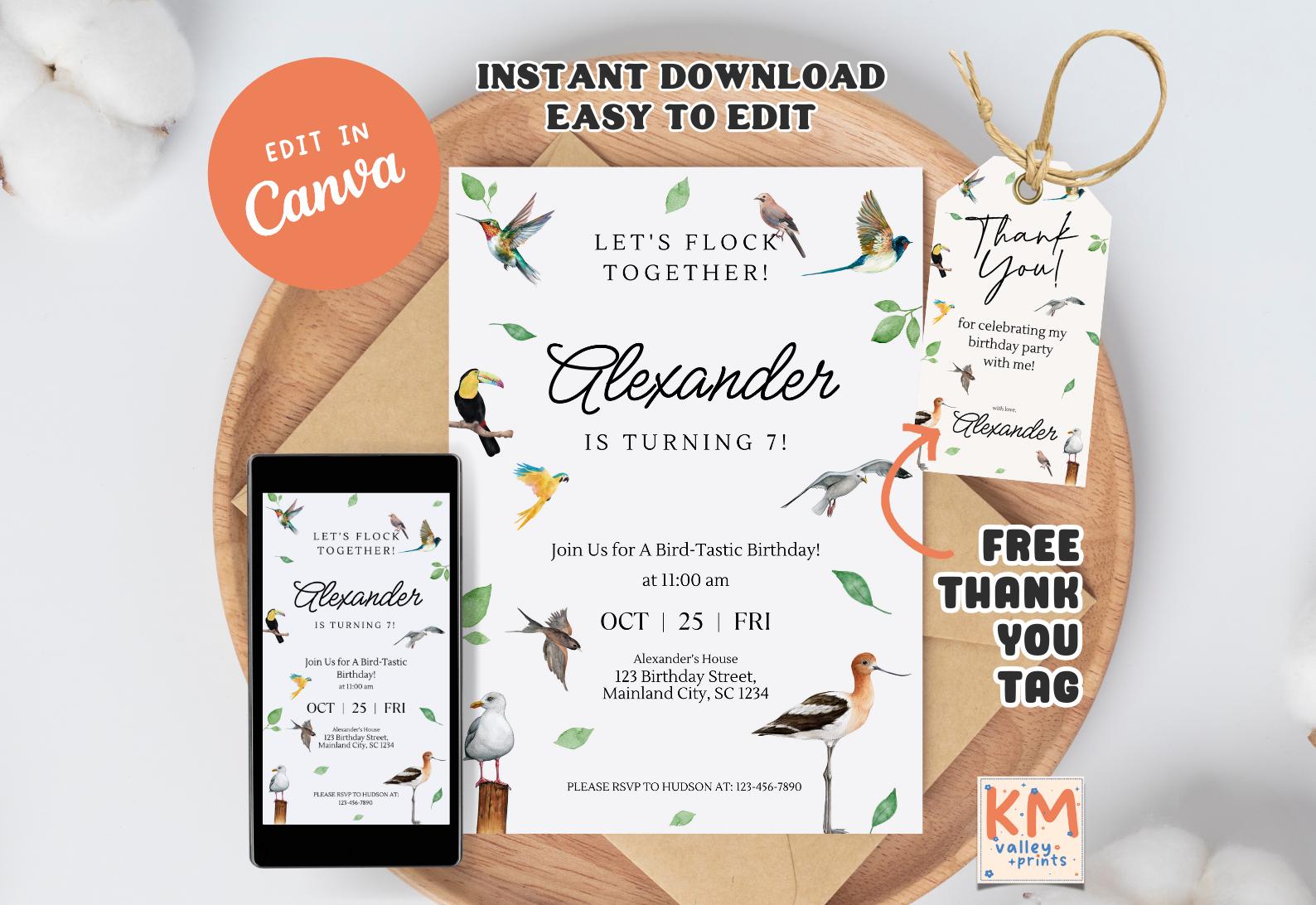 Bird Nerd Birthday Party Invitation Template Bird-tastic Birthday ...