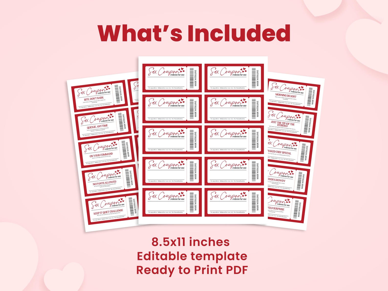 Sex Coupons Printable Love Coupons 40 Naughty Coupon for Couples ...