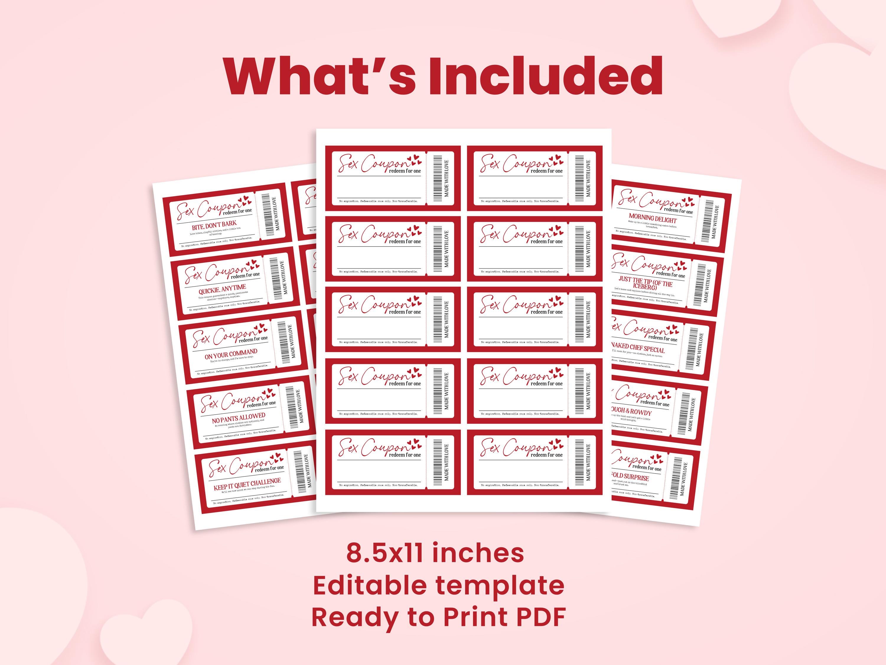 Sex Coupons Printable Love Coupons 40 Naughty Coupon For Couples Editable Sexy Coupons