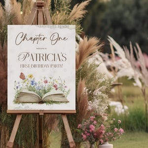 Book Welcome Sign Storybook 1st Birthday Welcome Sign Editable Book ...