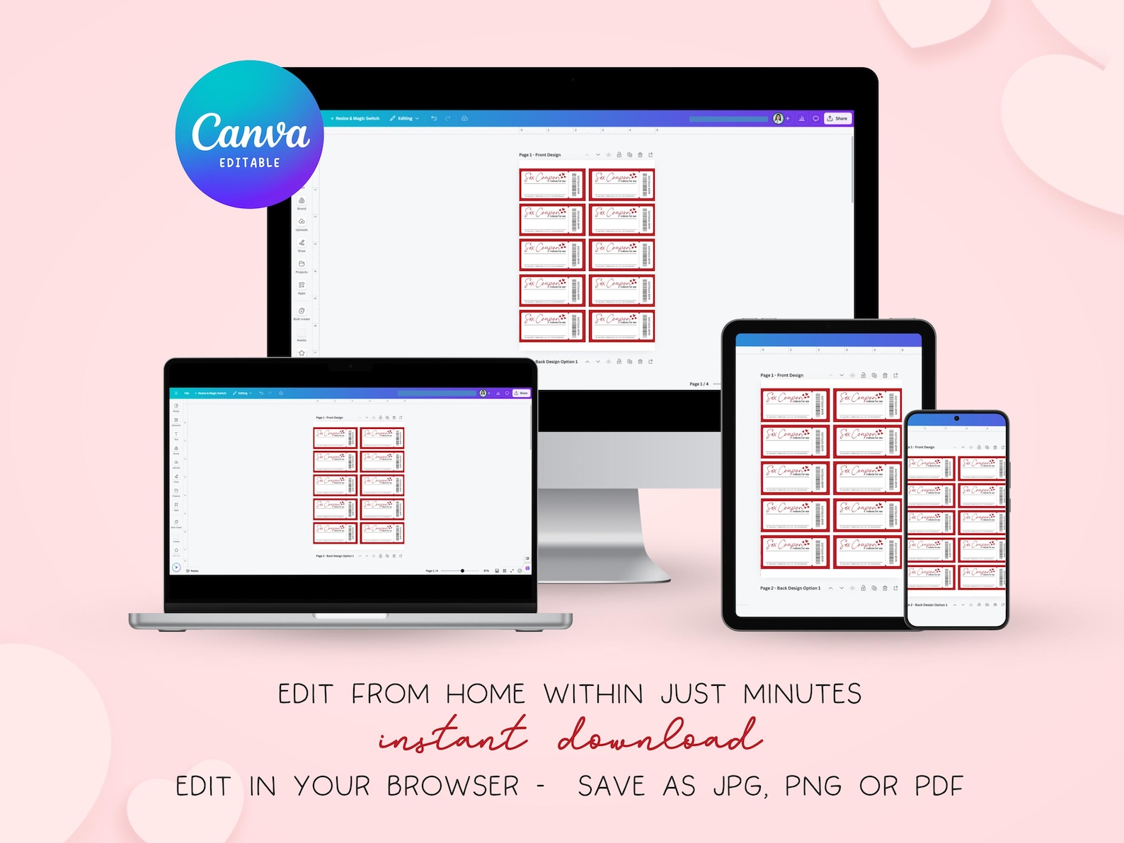 Sex Coupons Printable Love Coupons 40 Naughty Coupon For Couples Editable Sexy Coupons