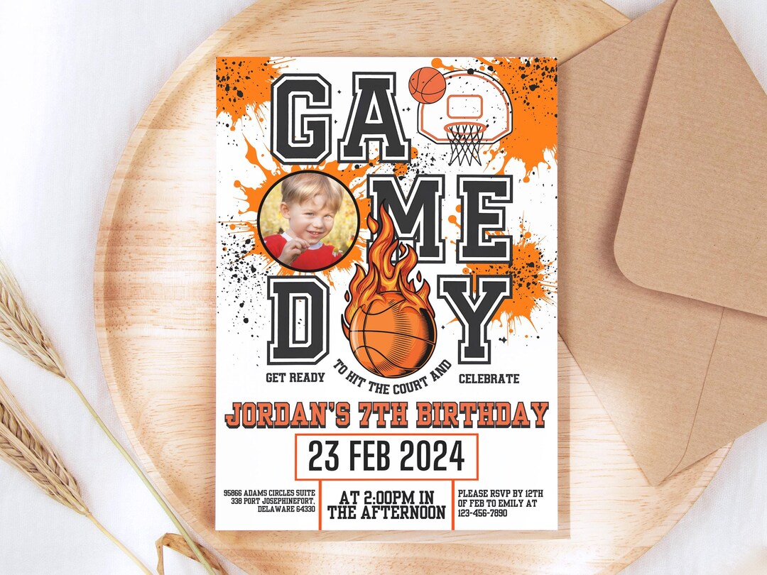 Game Day Basketball Invitation Sports Birthday Boys Basketball Invite ...