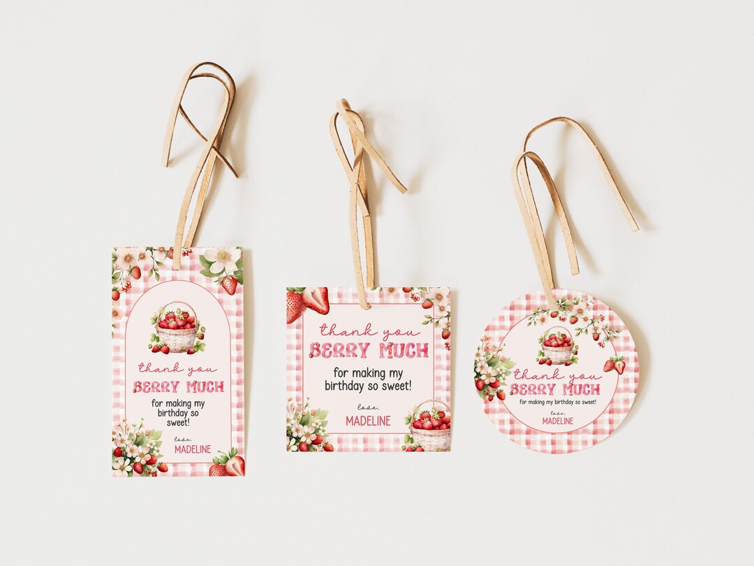 Strawberry Gift Tags Berry Tags Pink Berry Birthday Berry First Favors ...
