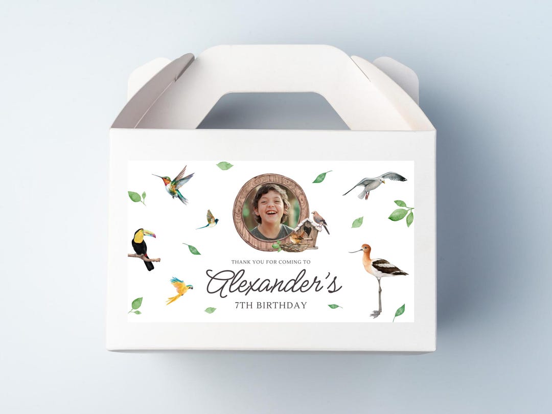 Bird Birthday Gable Box Label Template Bird Nerd Gift Box Party Favors ...