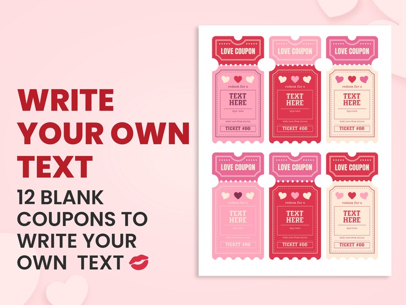 Retro Love Coupons Valentines Printable Love Coupons 60 Editable Retro ...