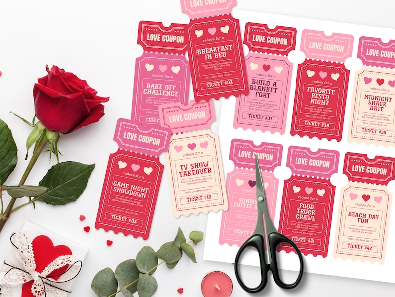 Retro Love Coupons Valentines Printable Love Coupons 60 Editable Retro ...