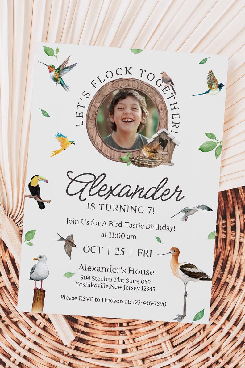 Bird Nerd Party Invitation Birthday Invite With Photo Bird Lover Themed ...