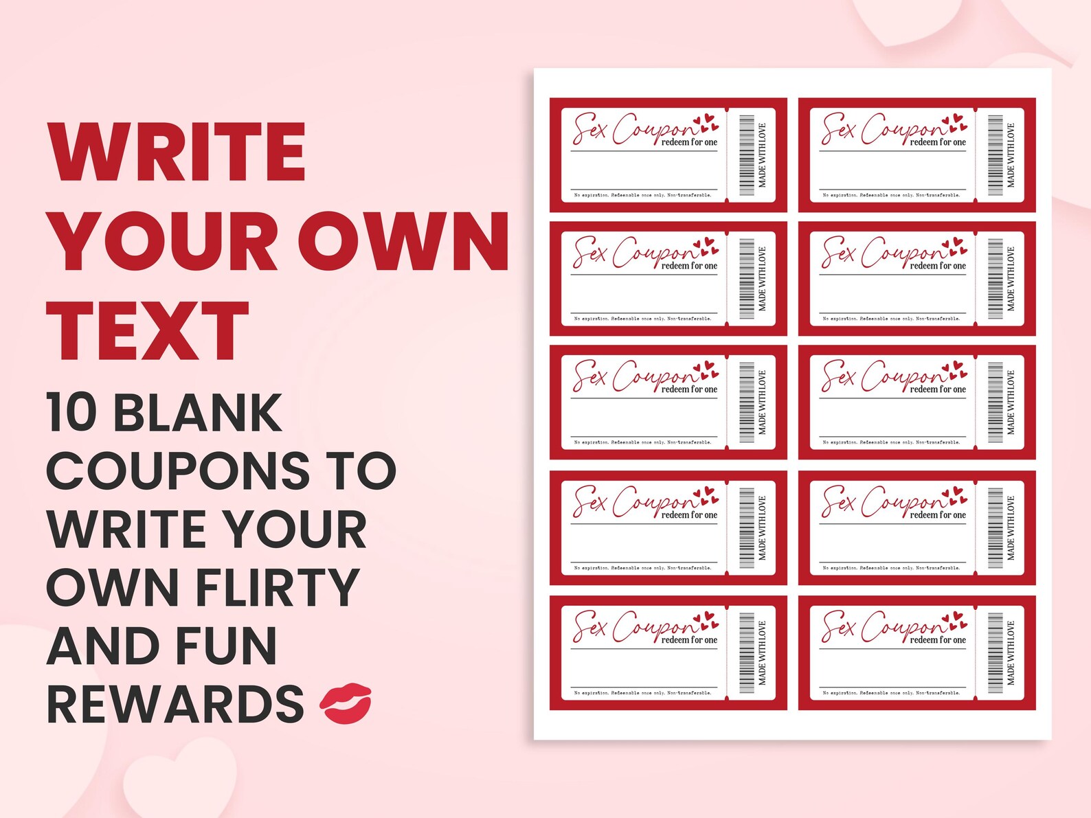 Sex Coupons Printable Love Coupons 40 Naughty Coupon for Couples ...