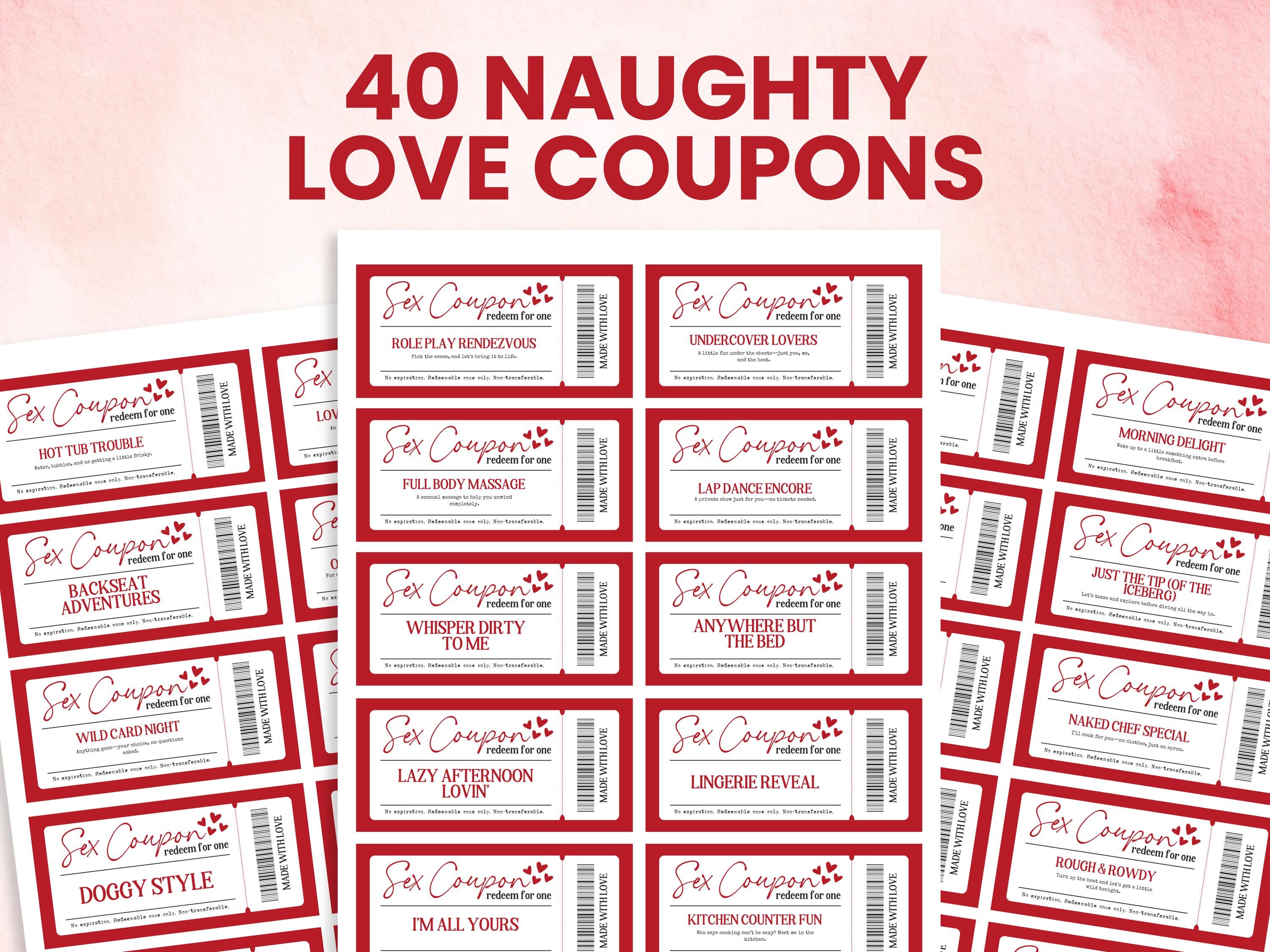 Sex Coupons Printable Love Coupons 40 Naughty Coupon for Couples ...