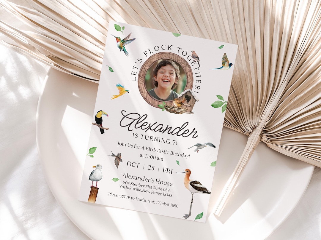 Bird Nerd Party Invitation Birthday Invite With Photo Bird Lover Themed ...