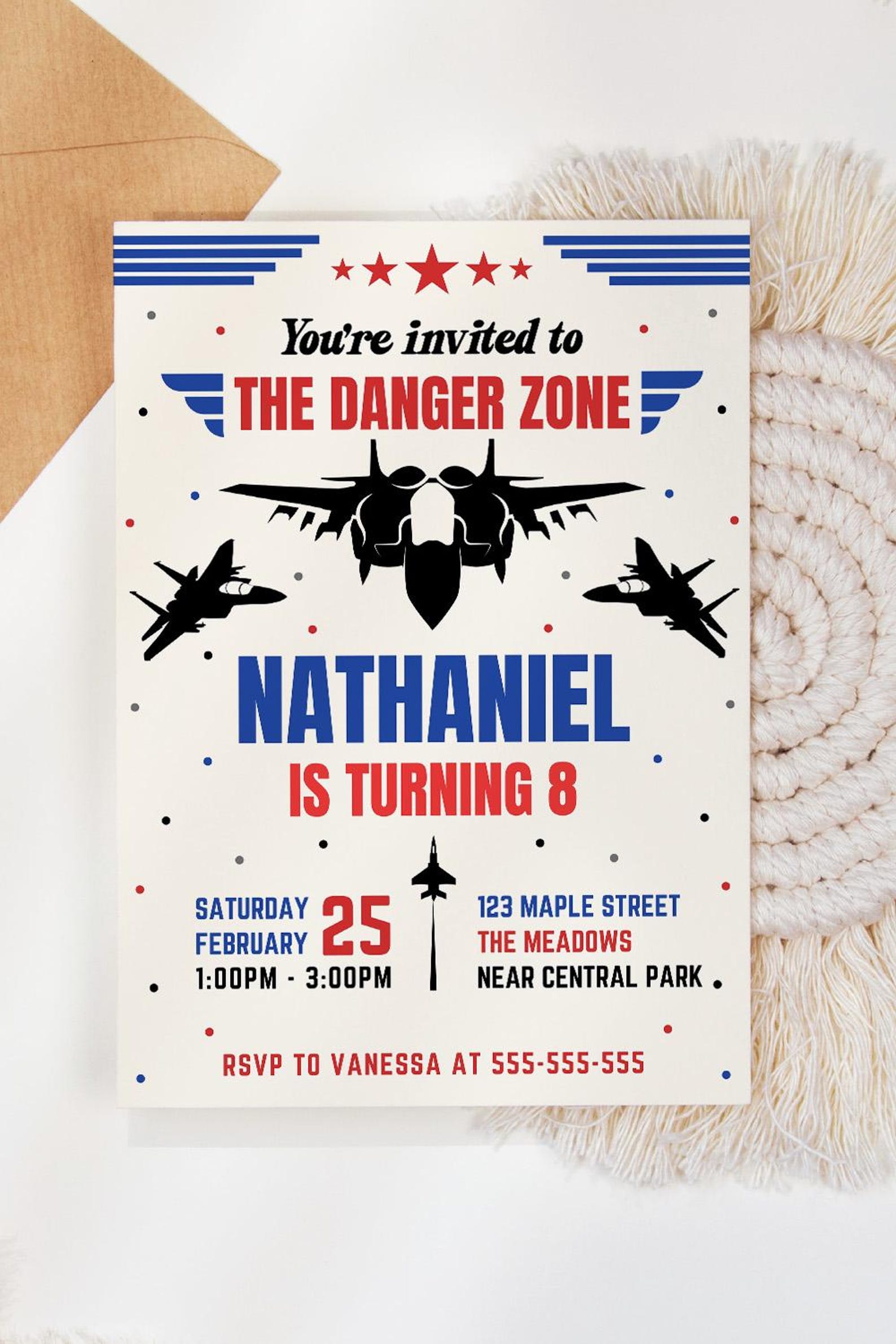 Editable Jet Fighter Birthday Invitation, Pilot Fighter Birthday Boy ...