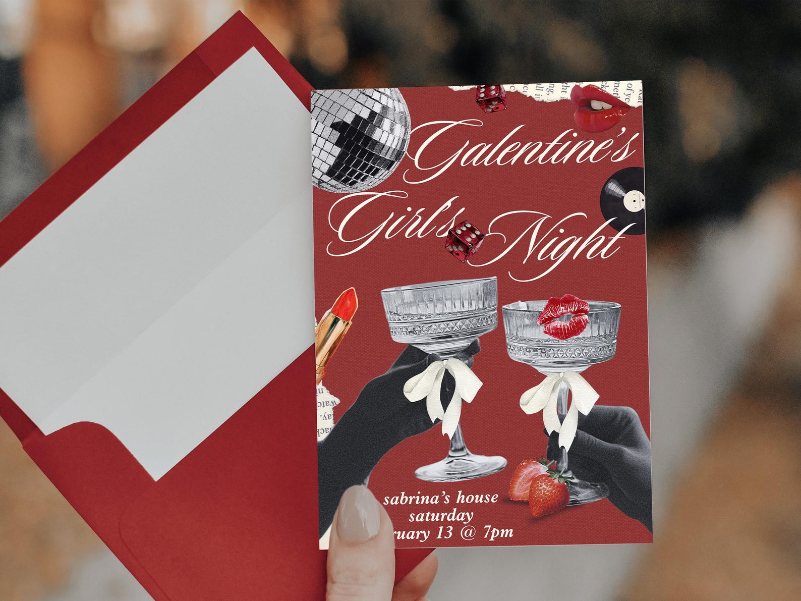Girl's Night Invitation Retro Galentine's Invite Vintage Editable ...