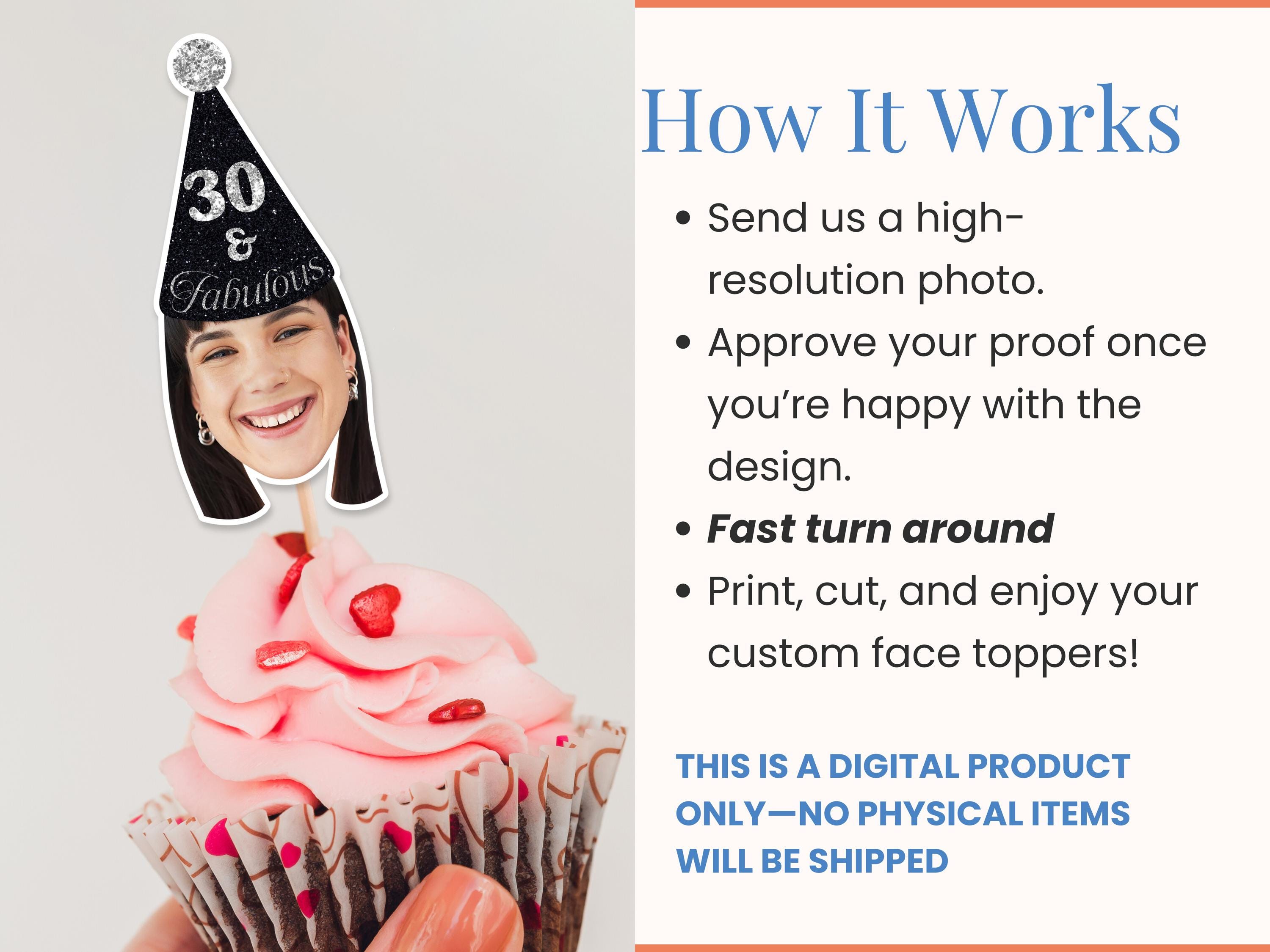 30th Birthday Toppers Custom Topper Face Photo Printable 30th Birthday ...
