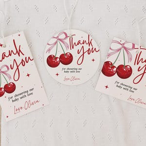 Cherry Shower Favor Tags Cherry on Top Thank You Tag Cherry Bow Party ...