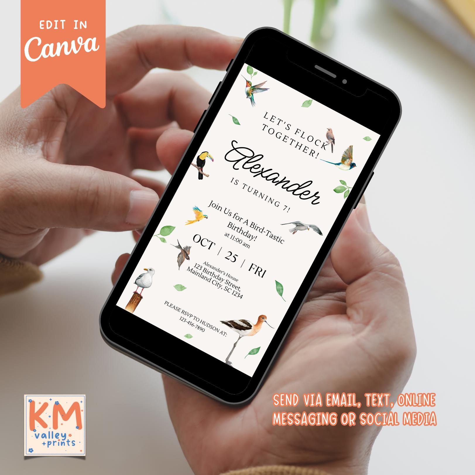 Bird Nerd Birthday Party Invitation Template Bird-tastic Birthday ...