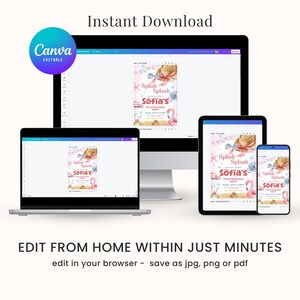 Pool Party Invitation Splish Splash Birthday Invite Summer Pool Party ...