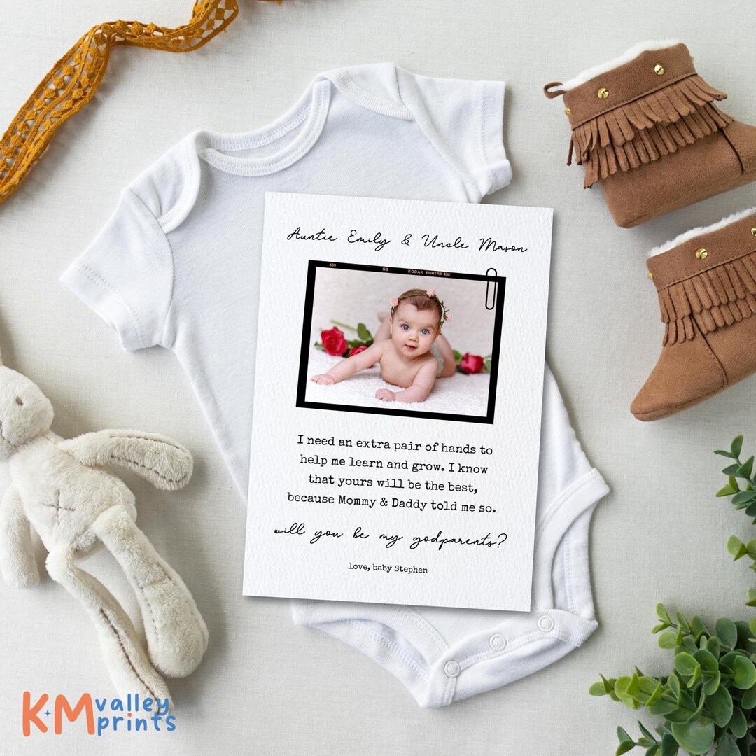 Minimalist Will You Be My Godparents Proposal Card Template, Editable ...