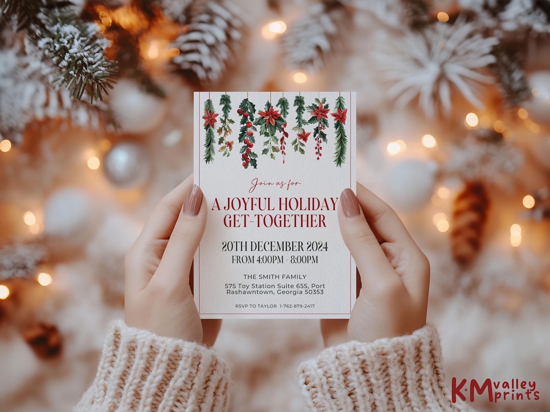 Joyful Holiday Get-together Christmas Party Invitation, Editable ...