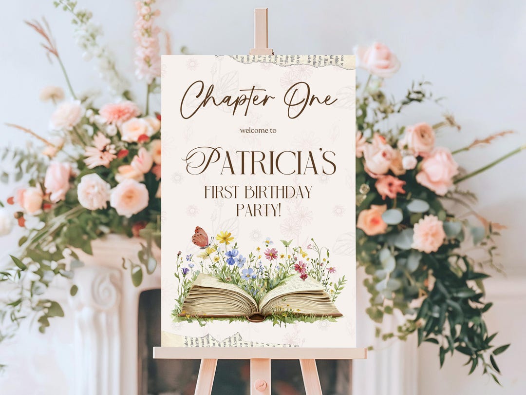 Book Welcome Sign Storybook 1st Birthday Welcome Sign Editable Book ...