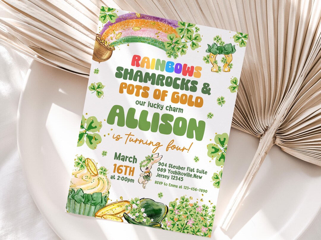 St Patricks Birthday Invitation Shamrock Birthday Party Invite Irish ...