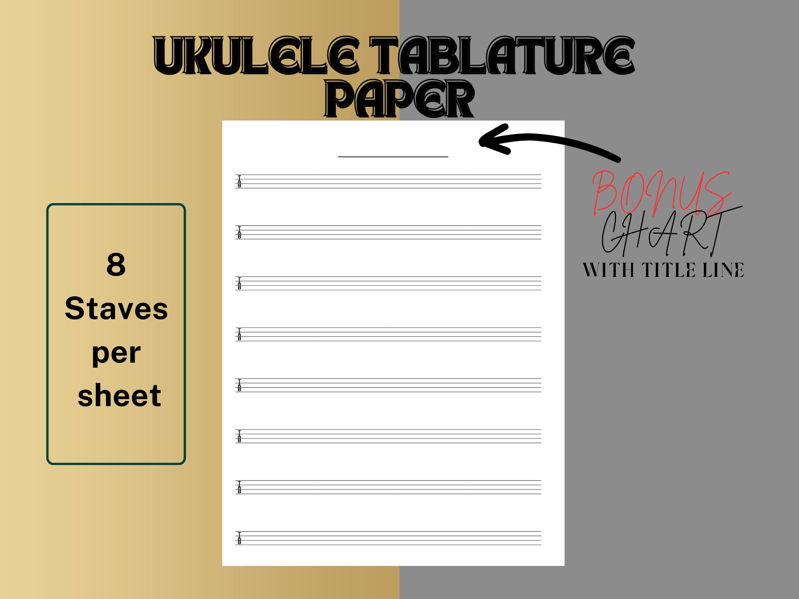 Blank Ukulele Tab Paper, Tablature Sheet, Printable Digital Download - Etsy