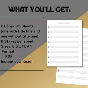 Blank Banjo Tab Paper, Tablature Sheet, Printable Digital Download - Etsy