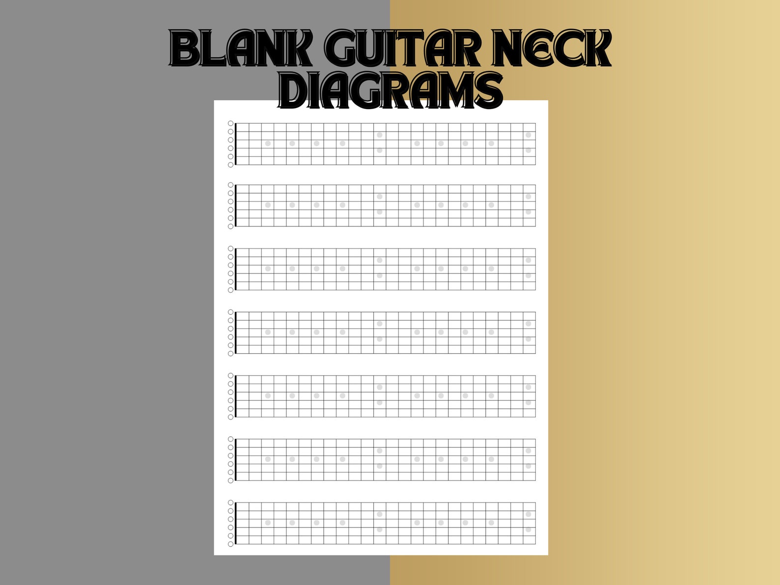 Blank Guitar Fretboard Diagram, Printable Digital Download - Etsy