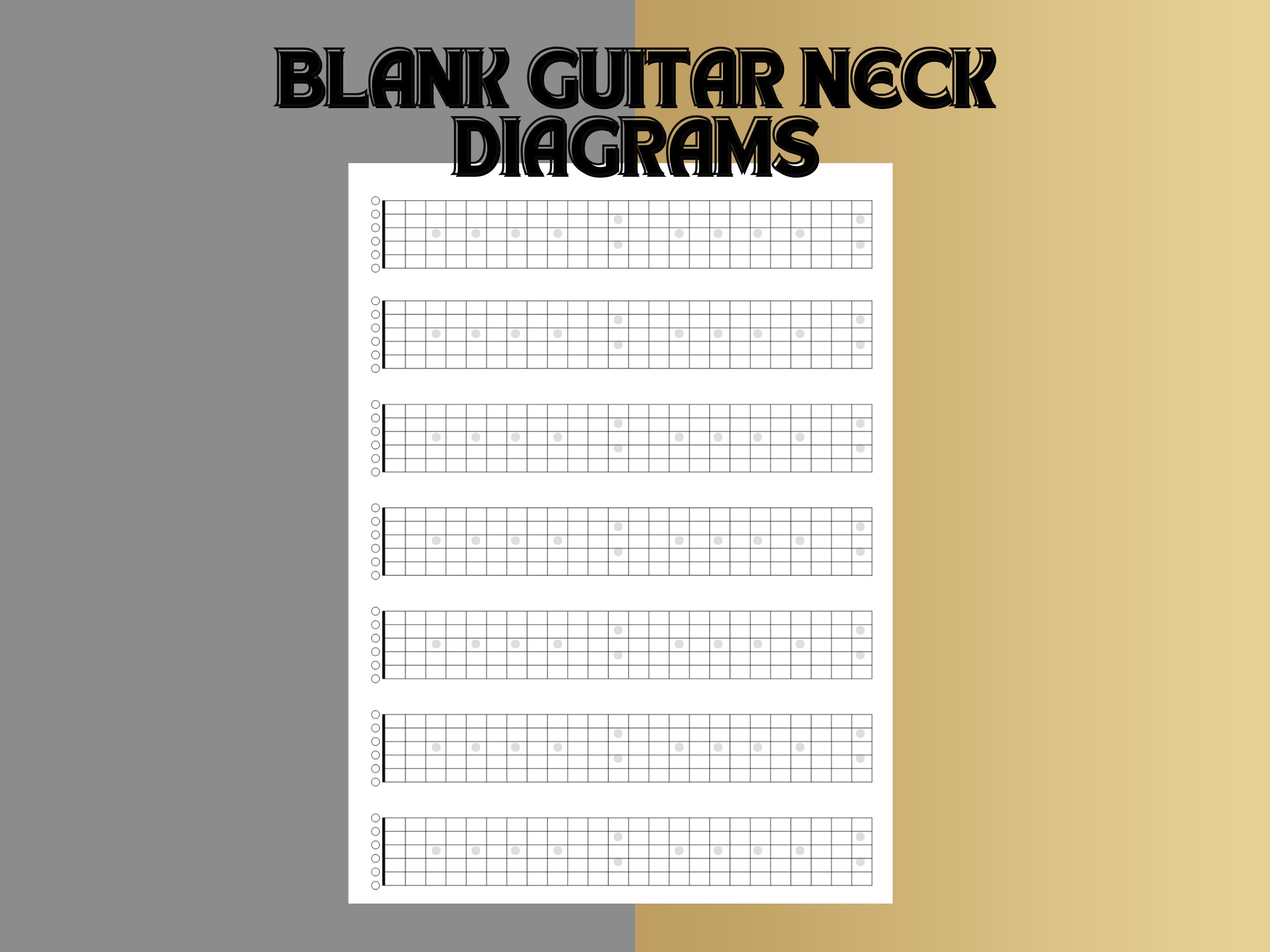Blank Guitar Fretboard Diagram, Printable Digital Download - Etsy