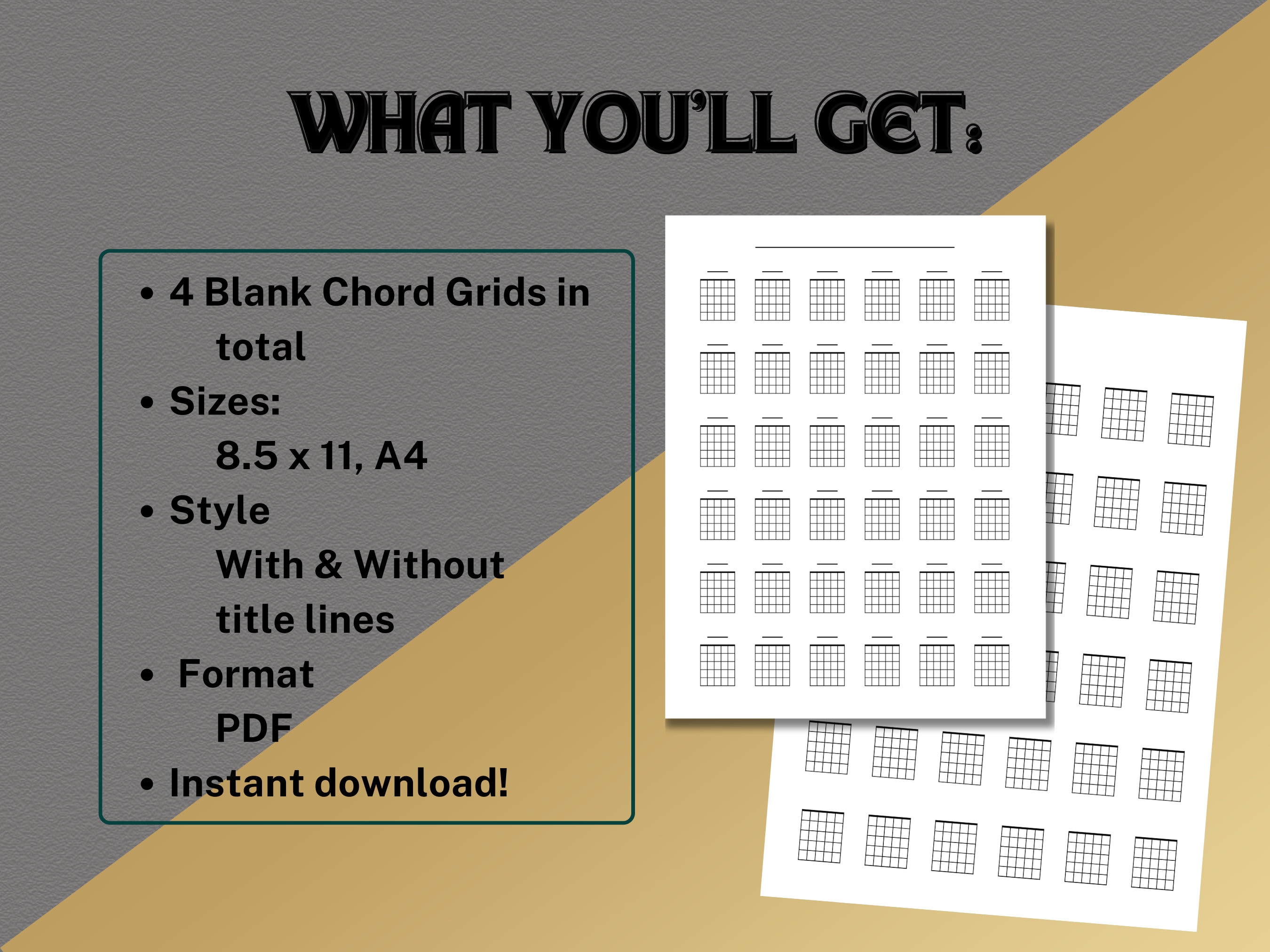 Blank Guitar Chord Grids Chart, Printable Diagram (digital Download) - Etsy