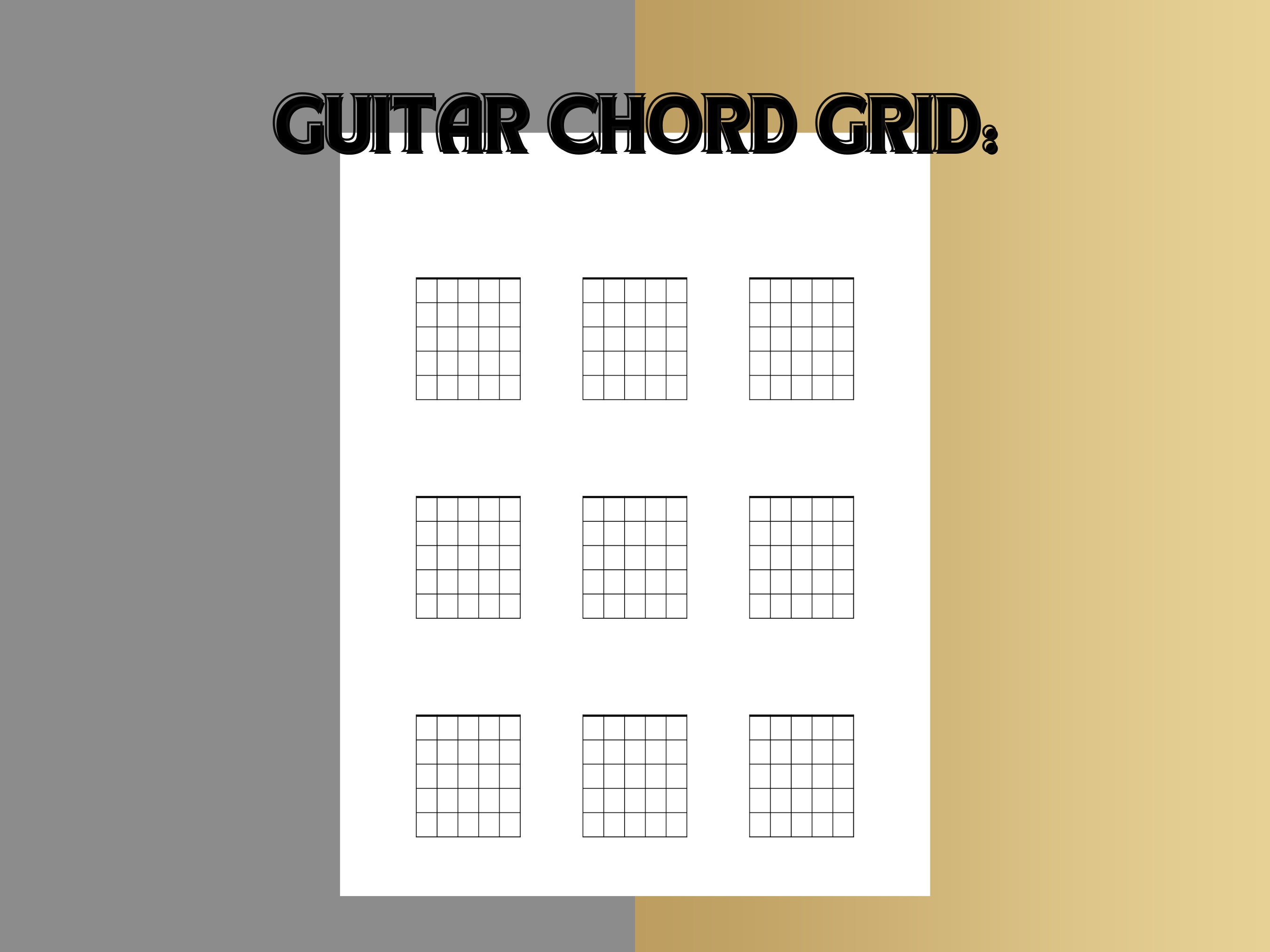 Blank Guitar Xtra Large Chord Grid, Blank Chord Diagram, Guitar Chord ...