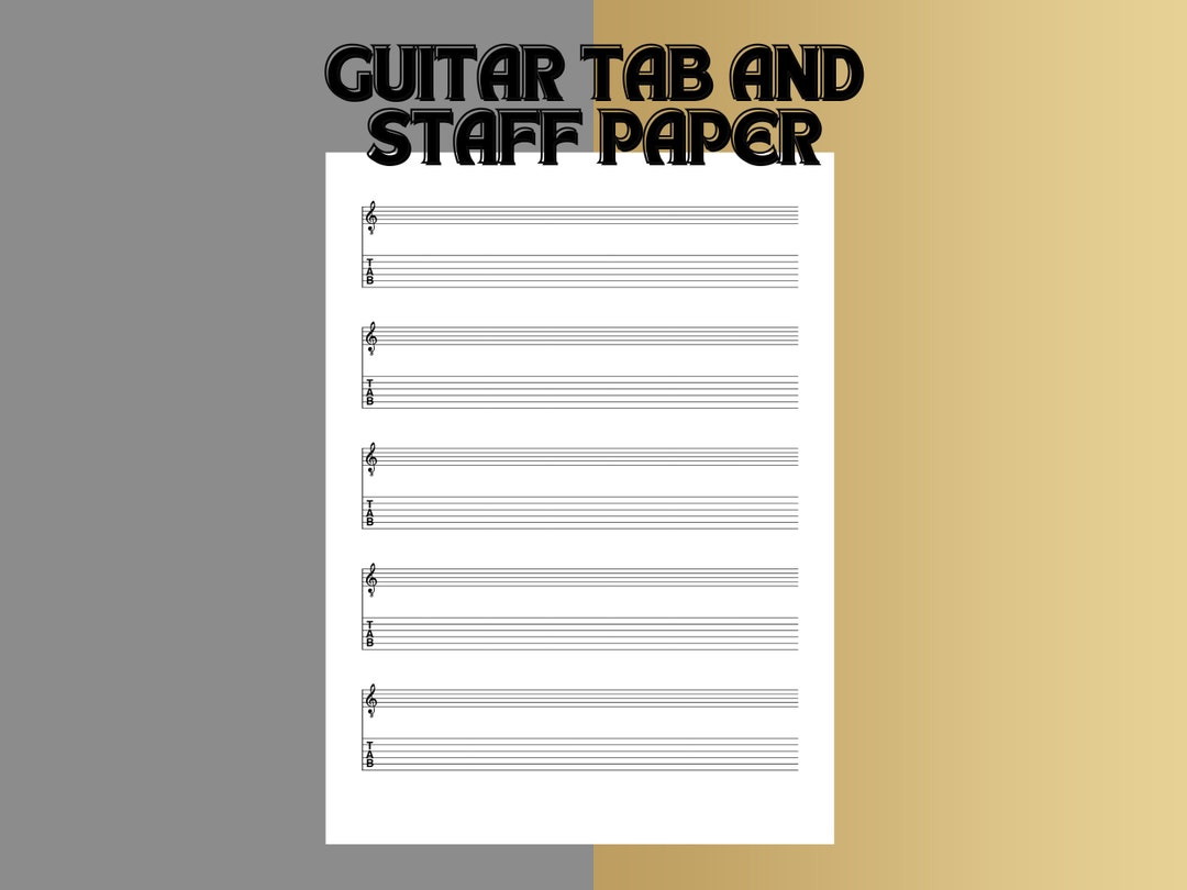 Blank Staff & Tab Paper for Guitar, Music Notation and Tablature Sheet ...