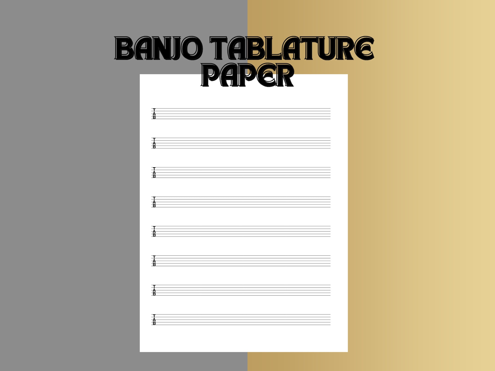 Blank Banjo Tab Paper, Tablature Sheet, Printable Digital Download - Etsy