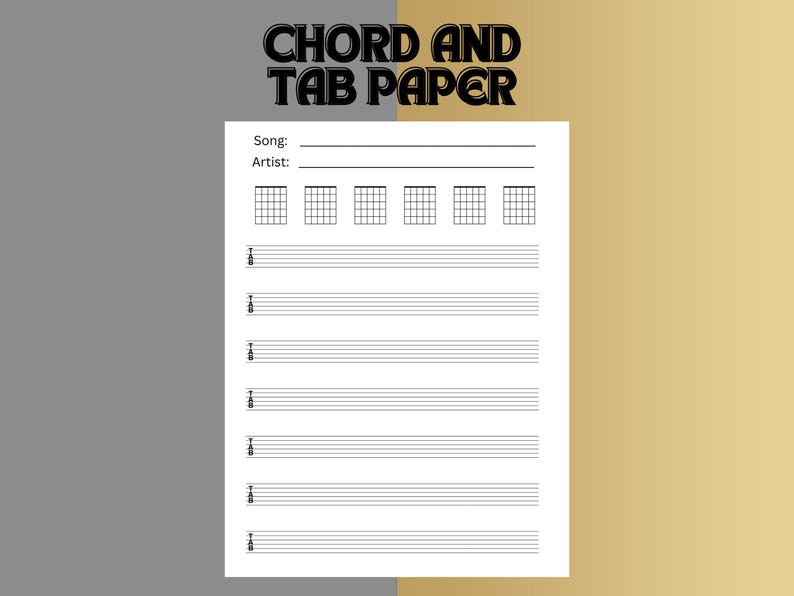 Blank Guitar Chord Grid and Tab Sheet, Printable Digital Download ...