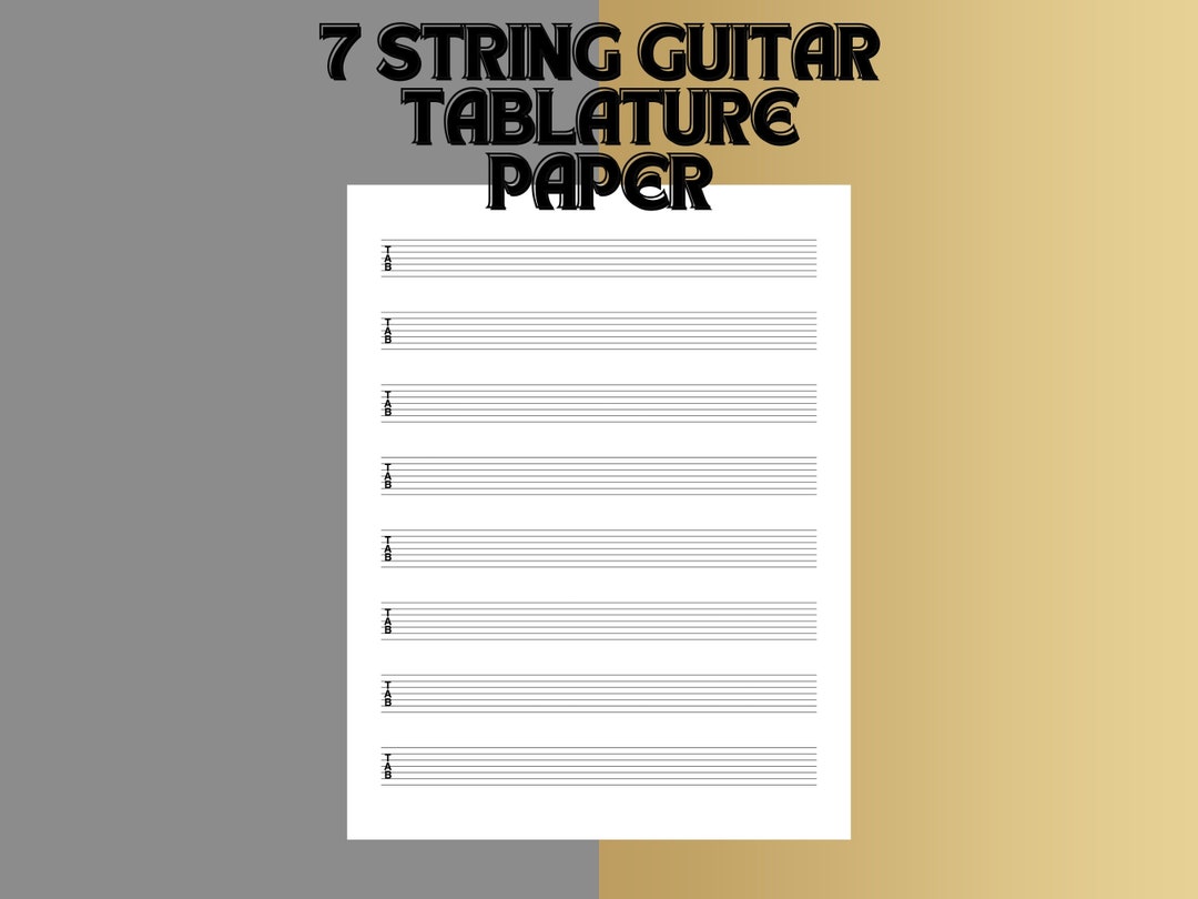 Blank 7 String Guitar Tab Paper, Music Sheets, Tablature, Electric ...