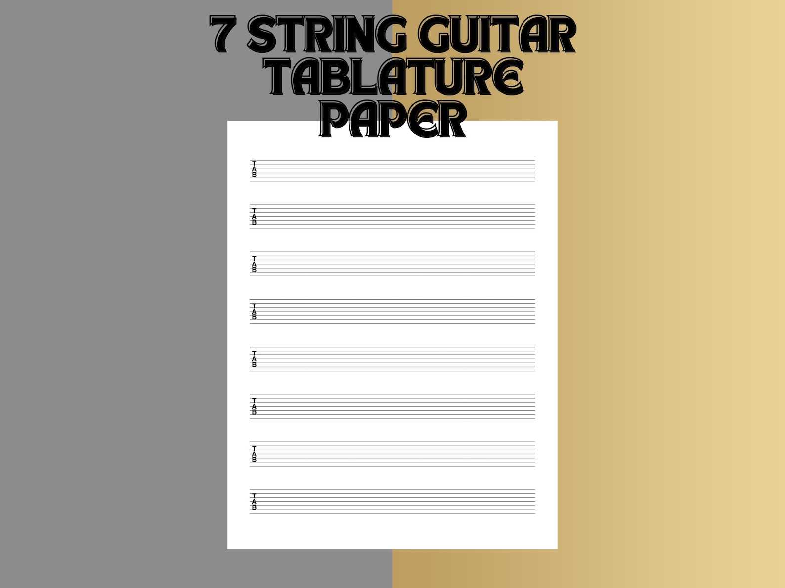 Blank 7 String Guitar Tab Paper, Music Sheets, Tablature, Electric ...