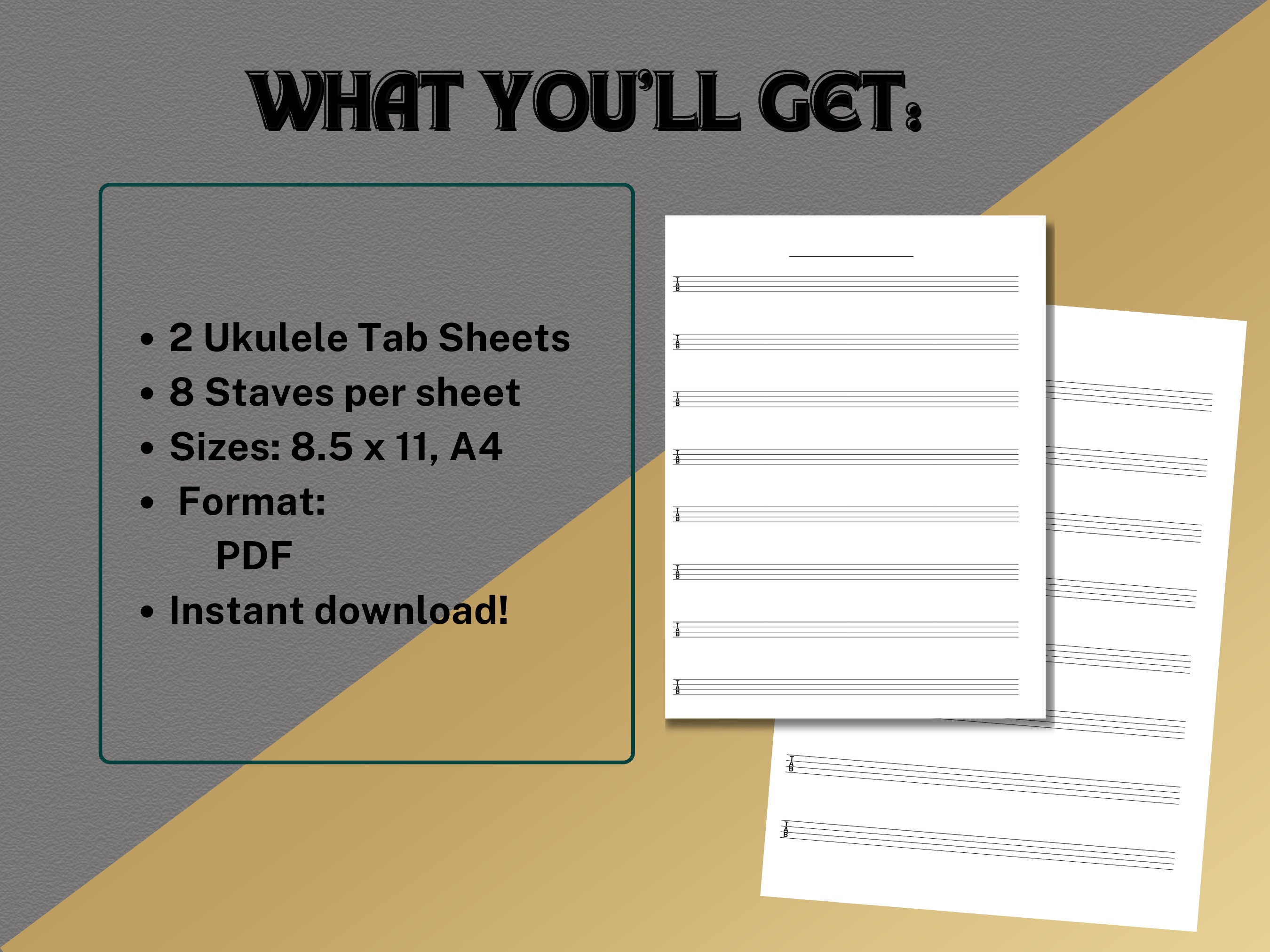 Blank Ukulele Tab Paper, Tablature Sheet, Printable Digital Download - Etsy