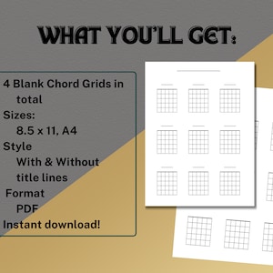 Blank Guitar Xtra Large Chord Grid, Blank Chord Diagram, Guitar Chord ...